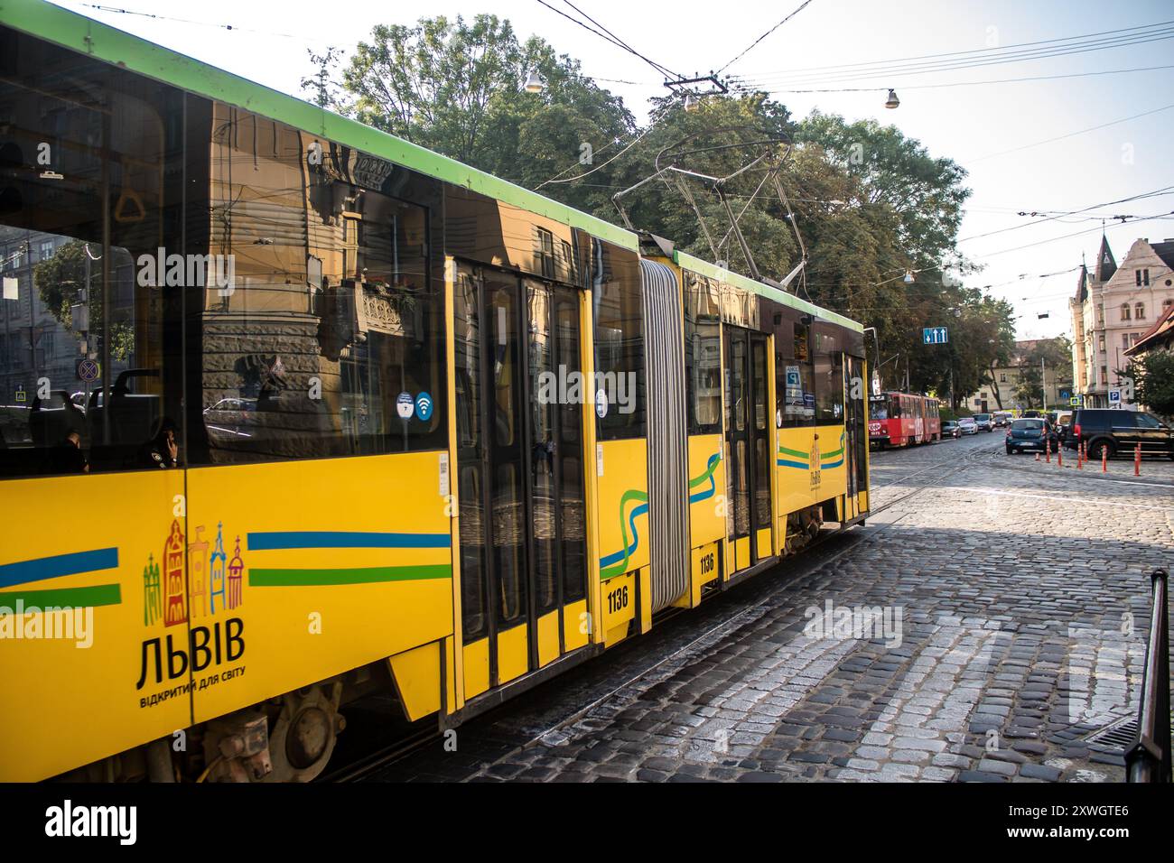 Lviv, Ukraine, August 18, 2024 Lviv tram continues to operate while the ...