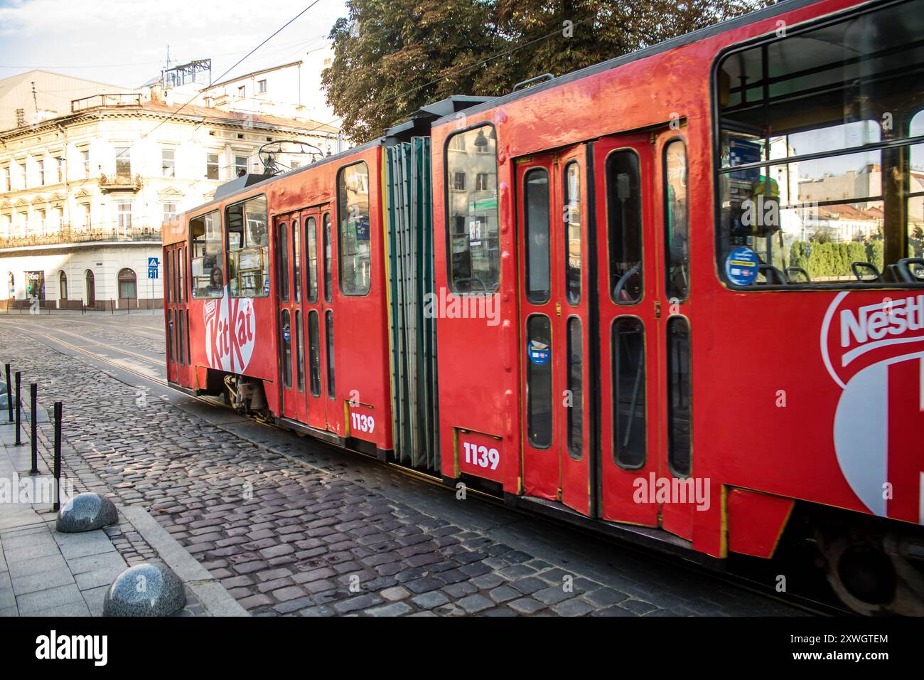 Lviv, Ukraine, August 18, 2024 Lviv tram continues to operate while the ...