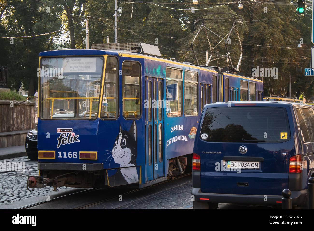 Lviv, Ukraine, August 18, 2024 Lviv tram continues to operate while the ...