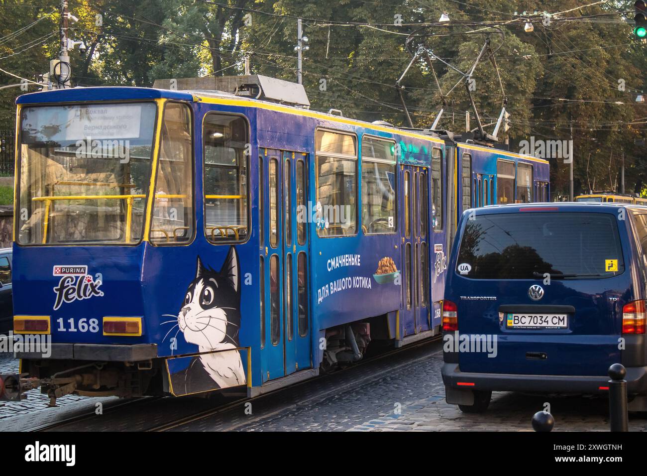 Lviv, Ukraine, August 18, 2024 Lviv tram continues to operate while the ...