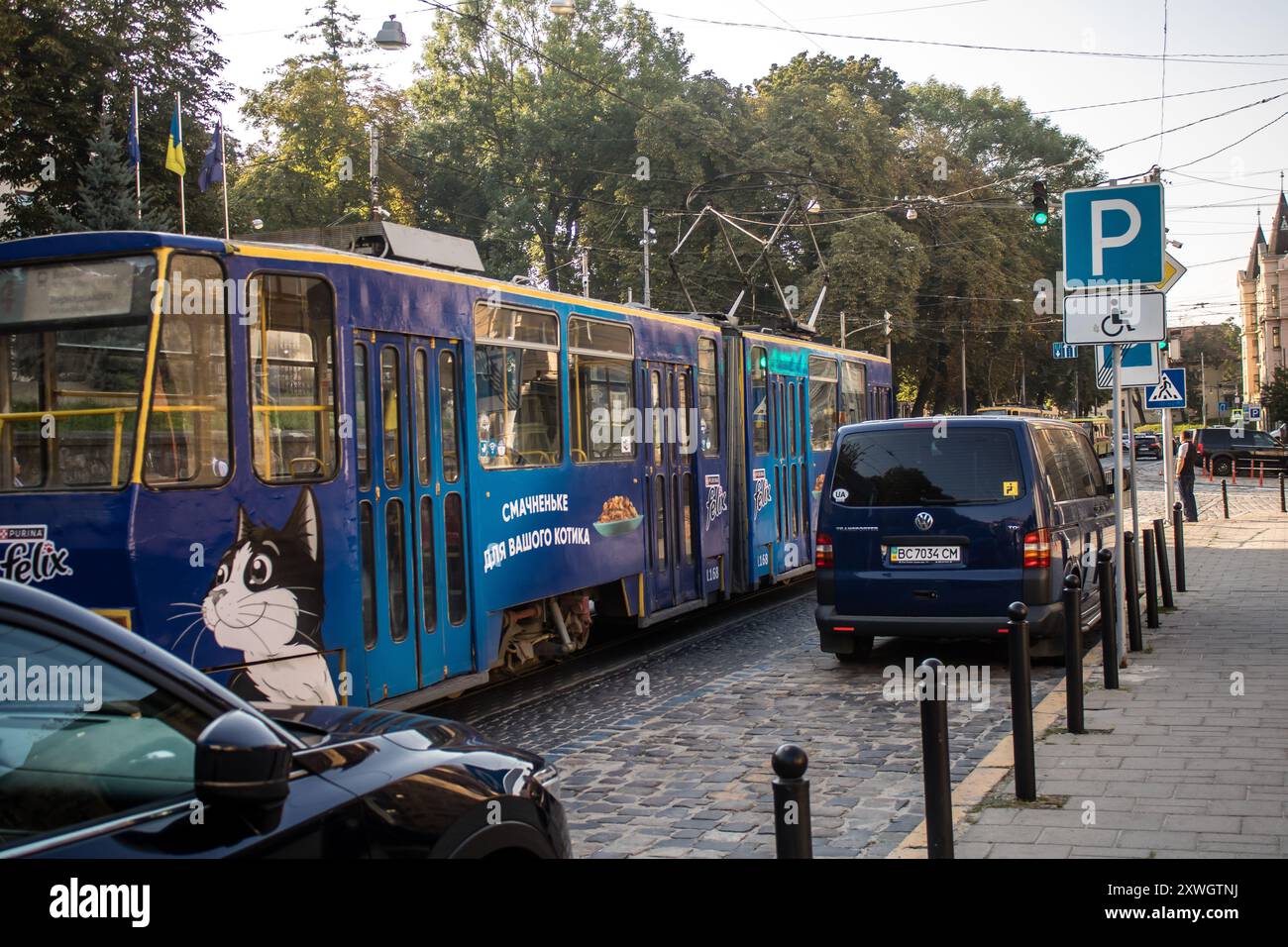 Lviv, Ukraine, August 18, 2024 Lviv tram continues to operate while the ...