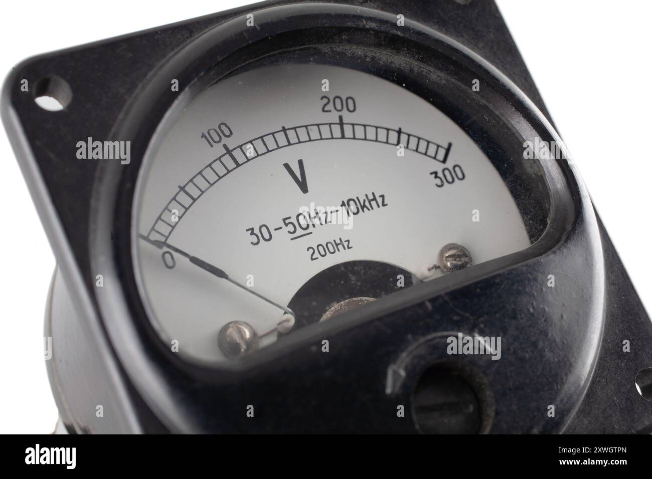 vintage ancient voltmeter isolated on white background Stock Photo - Alamy