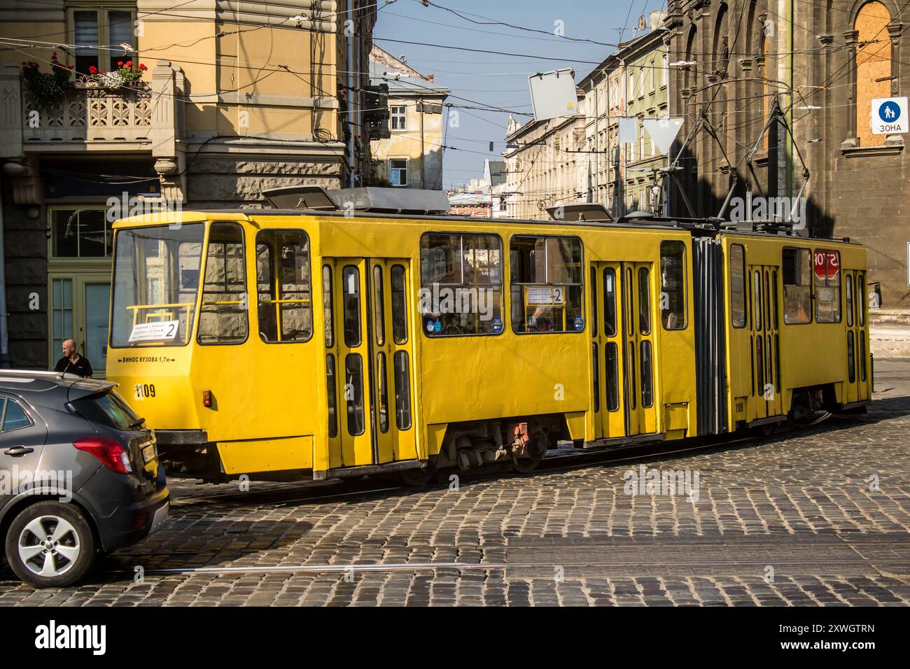 Lviv, Ukraine, August 18, 2024 Lviv tram continues to operate while the ...