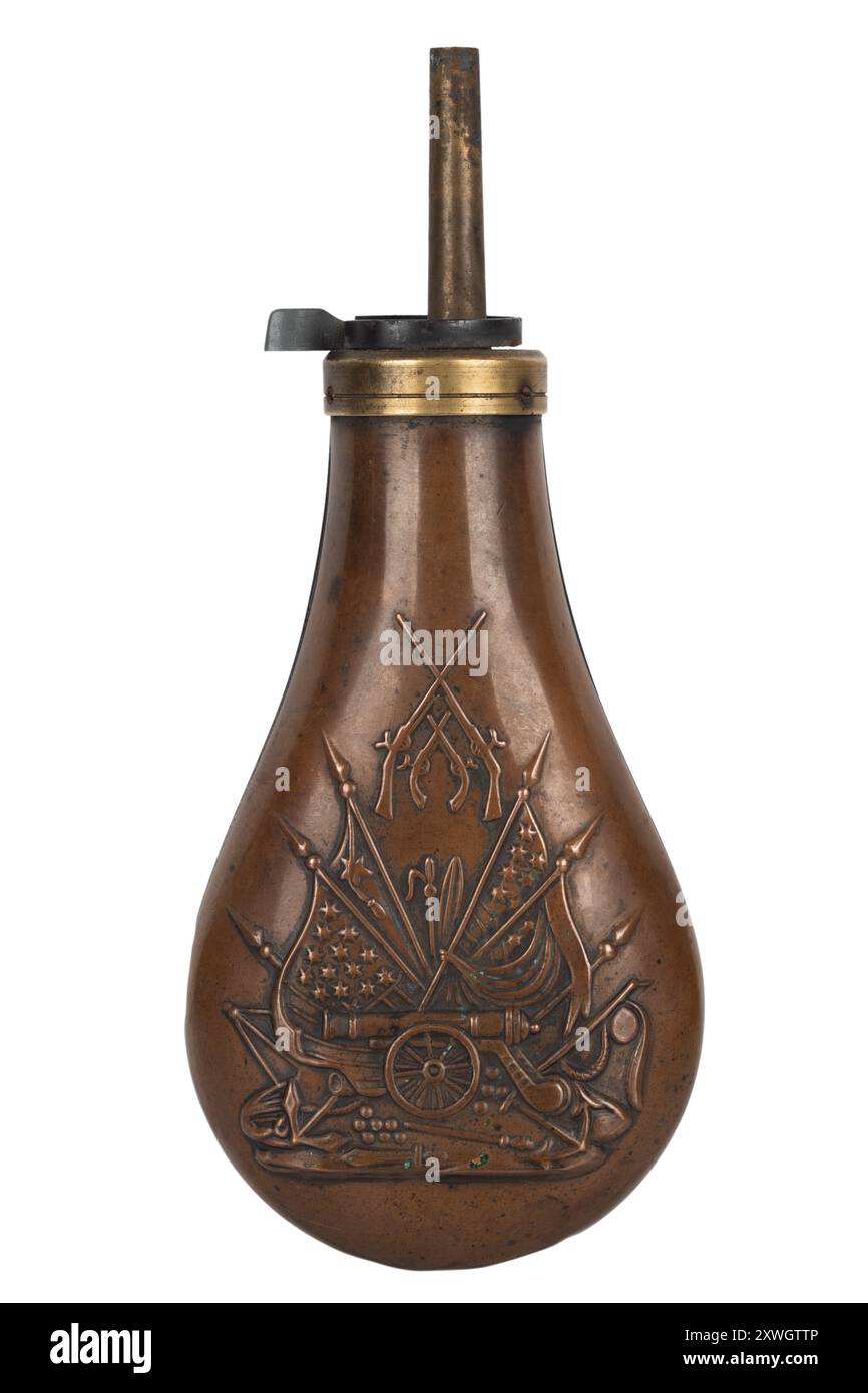 Old west gunpowder flask isolated on white background Stock Photo - Alamy