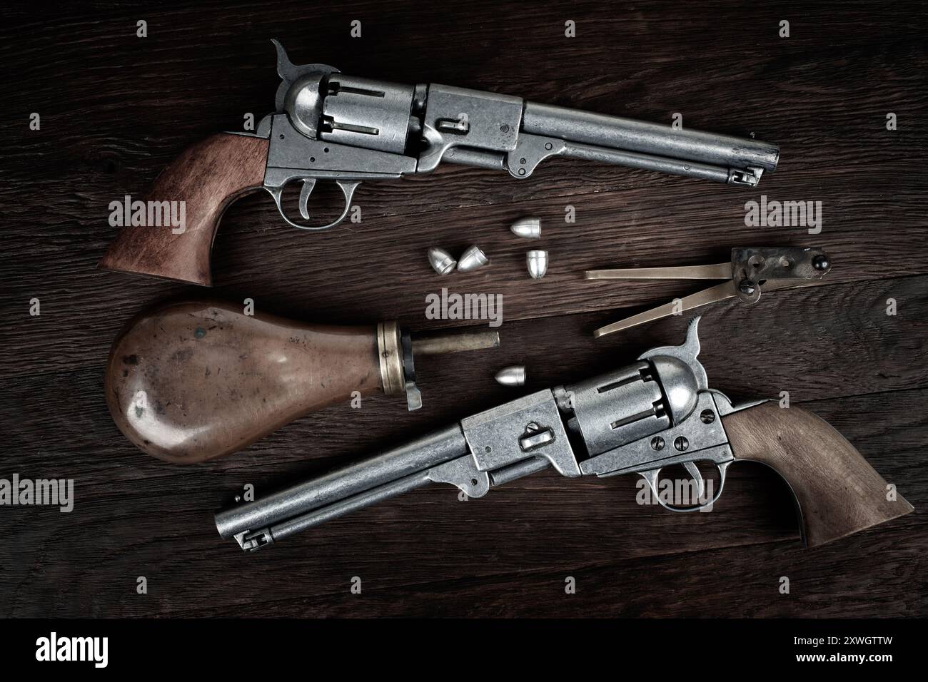 Old West Firearms Colt Dragoon Revolvers with bullet mold, bullets and ...