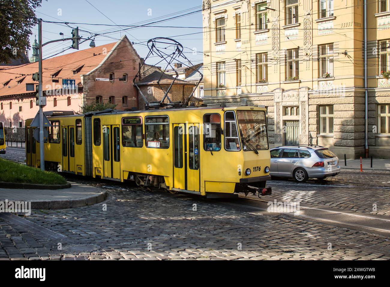 Lviv, Ukraine, August 18, 2024 Lviv tram continues to operate while the ...