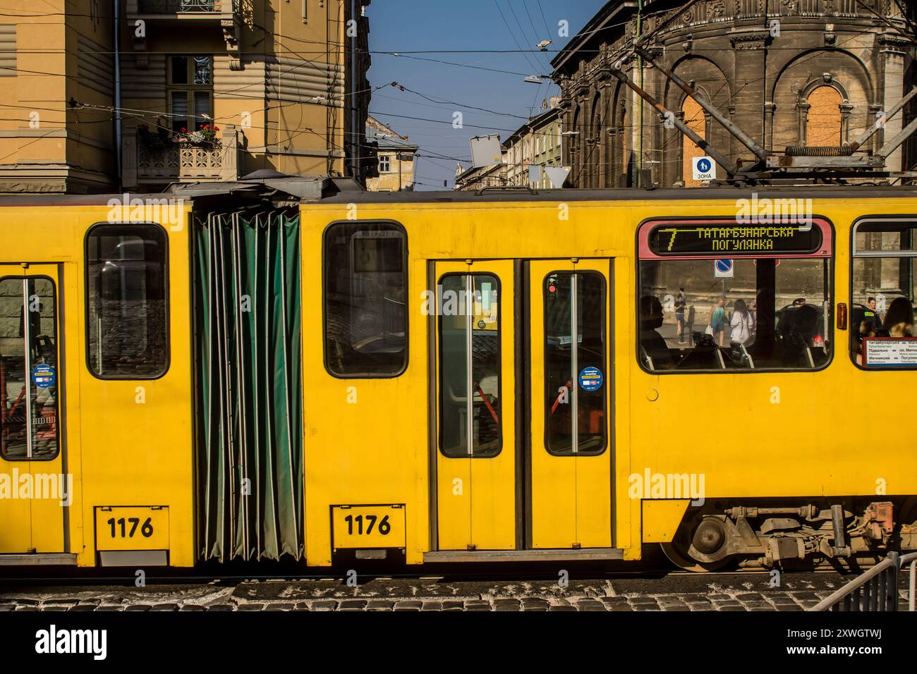 Lviv, Ukraine, August 18, 2024 Lviv tram continues to operate while the ...