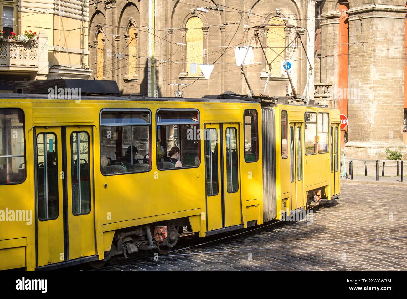 Lviv, Ukraine, August 18, 2024 Lviv tram continues to operate while the ...
