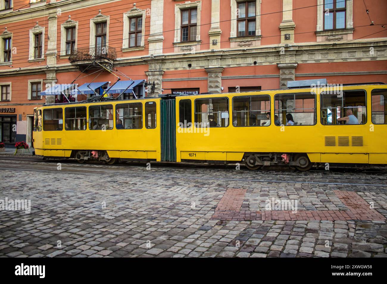 Lviv, Ukraine, August 18, 2024 Lviv tram continues to operate while the ...