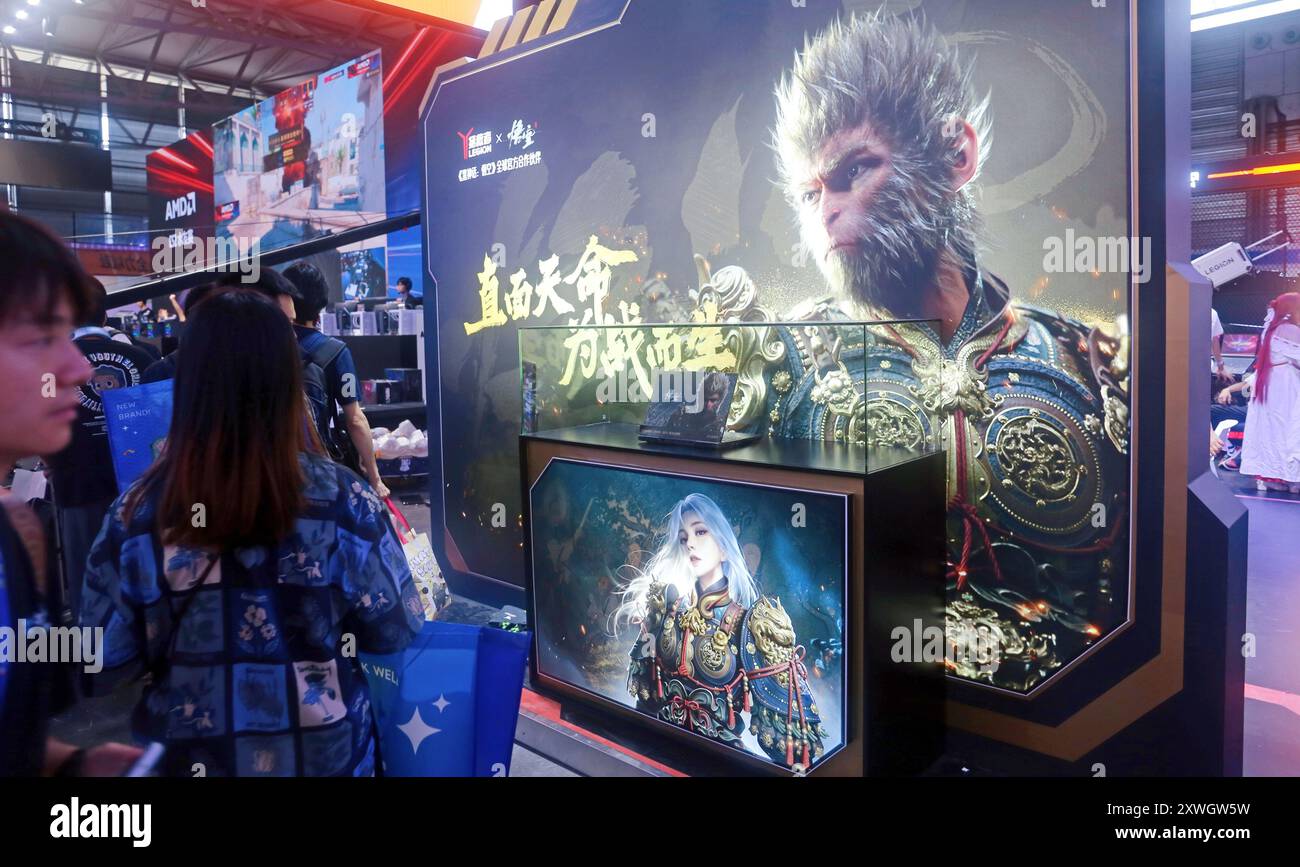 SHANGHAI, CHINA - JULY 26, 2024 - A poster for Black Myth: Wukong, a Chinese 3A game developed ...