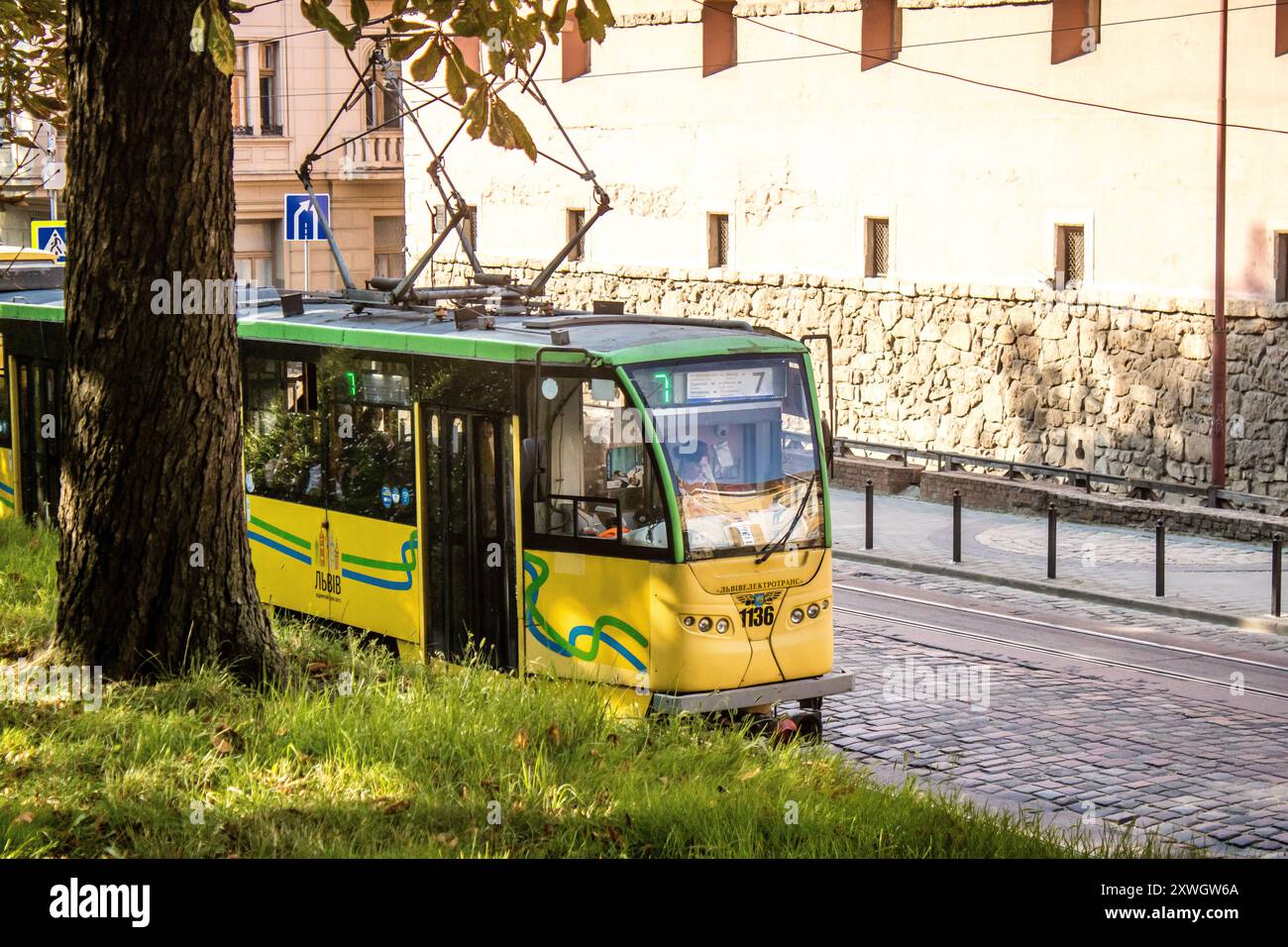 Lviv, Ukraine, August 18, 2024 Lviv tram continues to operate while the ...