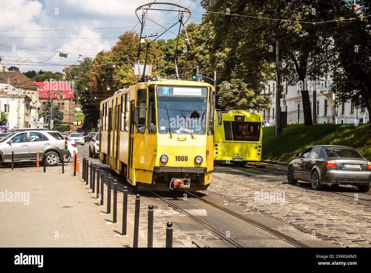 Lviv, Ukraine, August 18, 2024 Lviv tram continues to operate while the ...