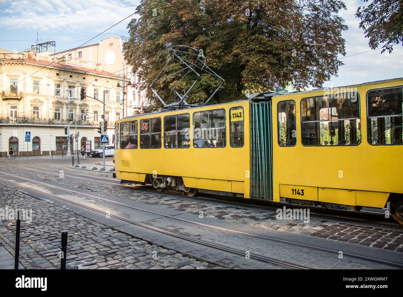 Lviv, Ukraine, August 18, 2024 Lviv tram continues to operate while the ...