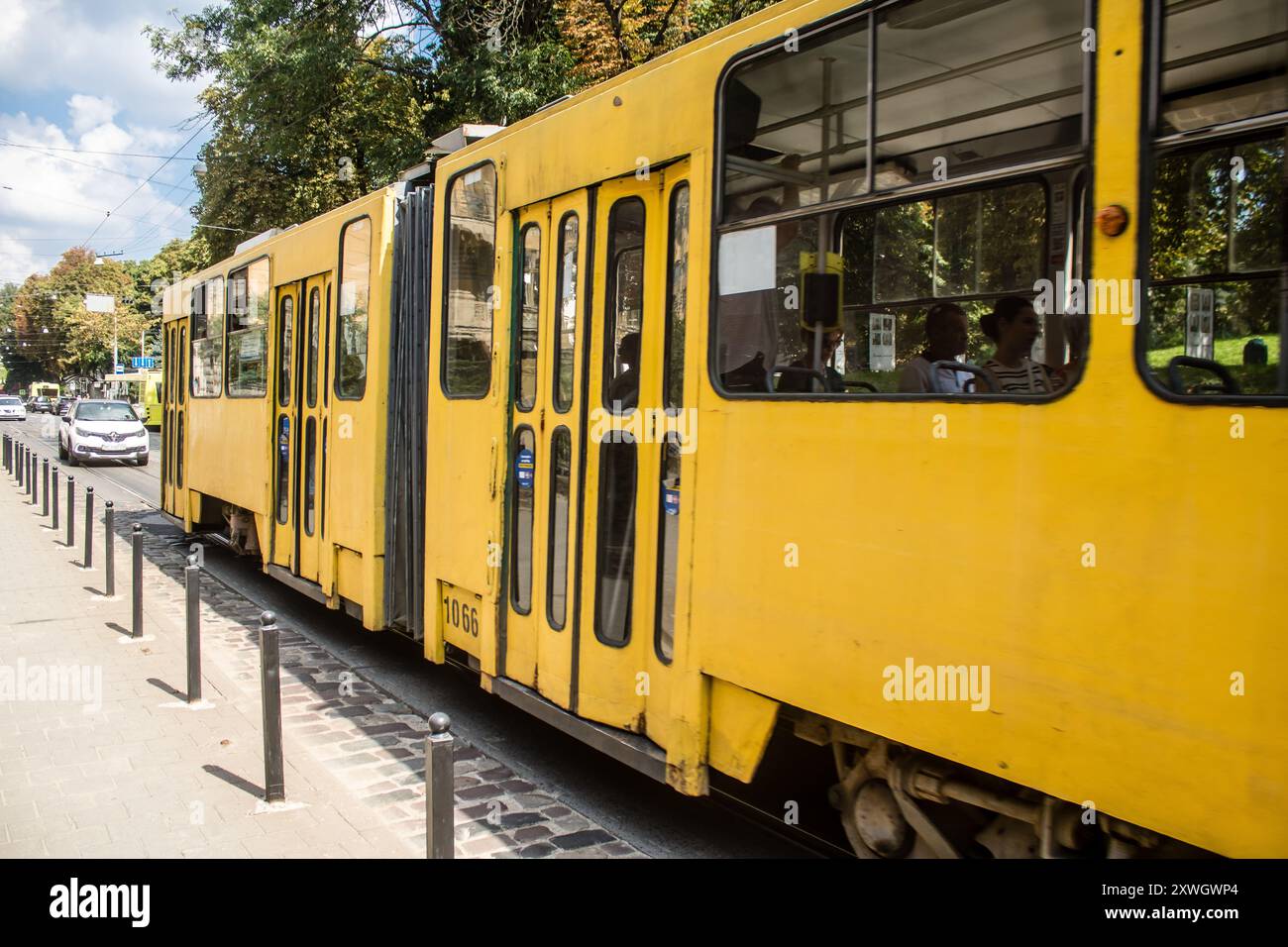 Lviv, Ukraine, August 18, 2024 Lviv tram continues to operate while the ...