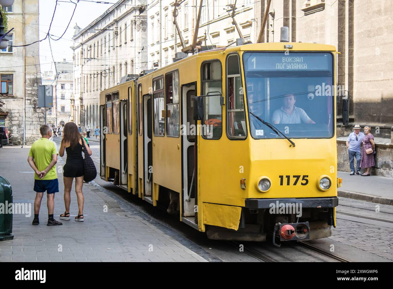 Lviv, Ukraine, August 18, 2024 Lviv tram continues to operate while the ...