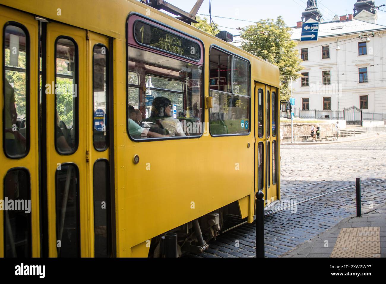 Lviv, Ukraine, August 18, 2024 Lviv tram continues to operate while the ...