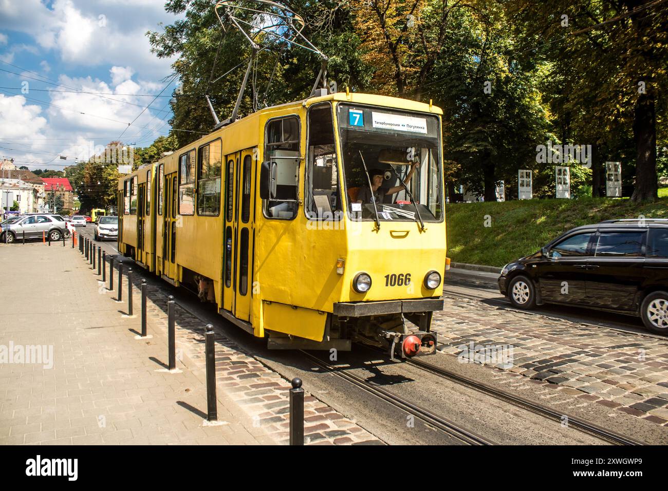 Lviv, Ukraine, August 18, 2024 Lviv tram continues to operate while the ...