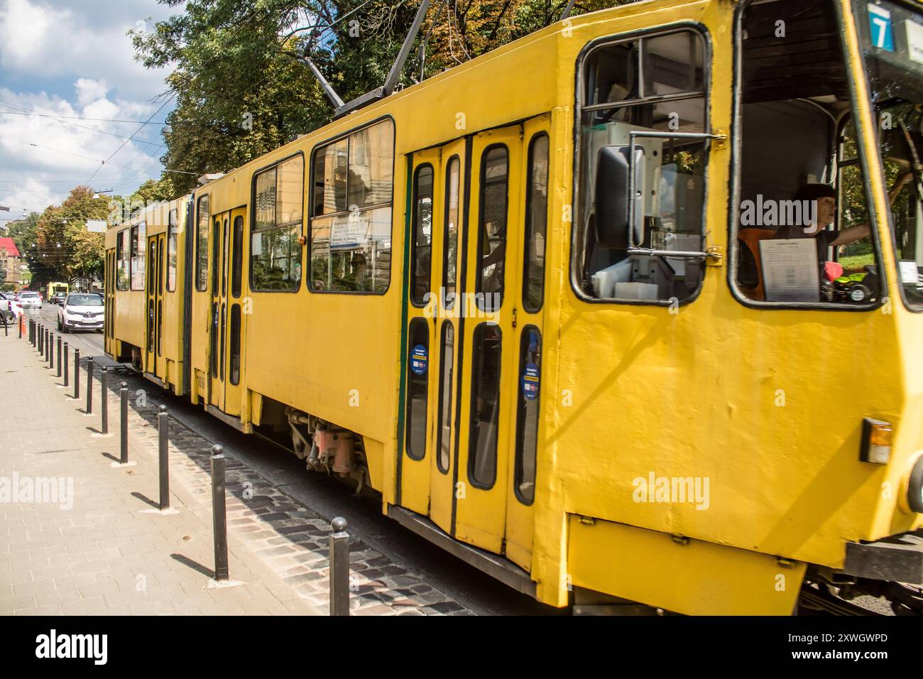 Lviv, Ukraine, August 18, 2024 Lviv tram continues to operate while the ...