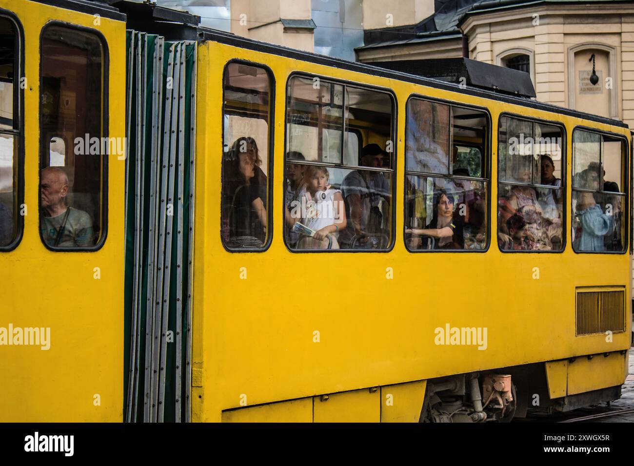 Lviv, Ukraine, August 18, 2024 Lviv tram continues to operate while the ...