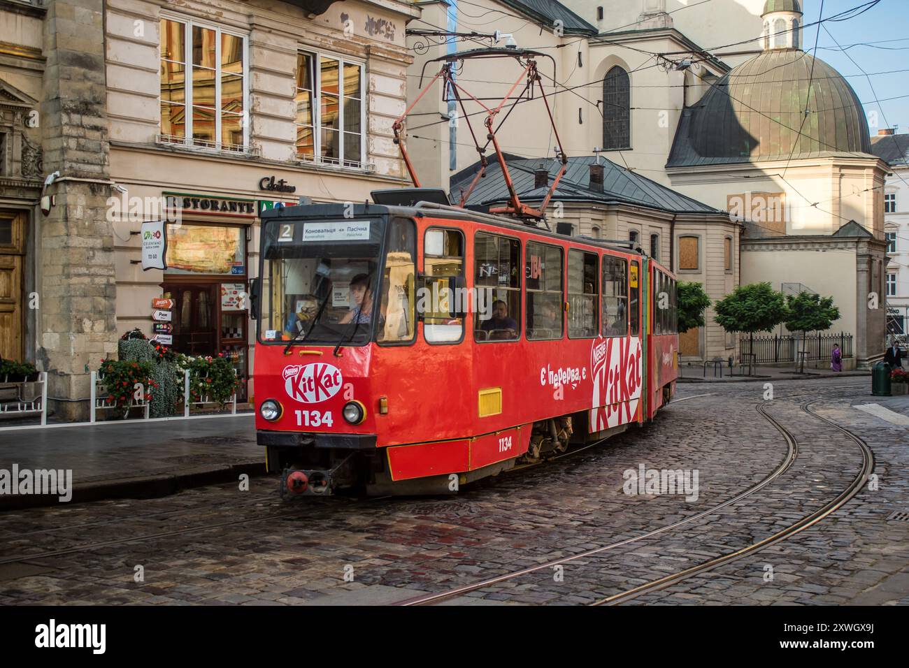 Lviv, Ukraine, August 18, 2024 Lviv tram continues to operate while the ...