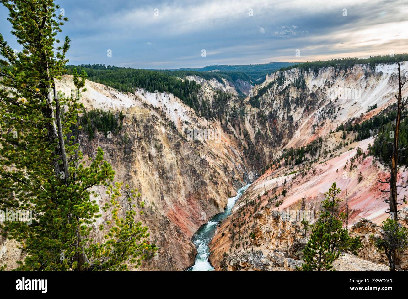 Grand Canyon of the Yellowstone National Park viewing upper and lower waterfalls from various ...