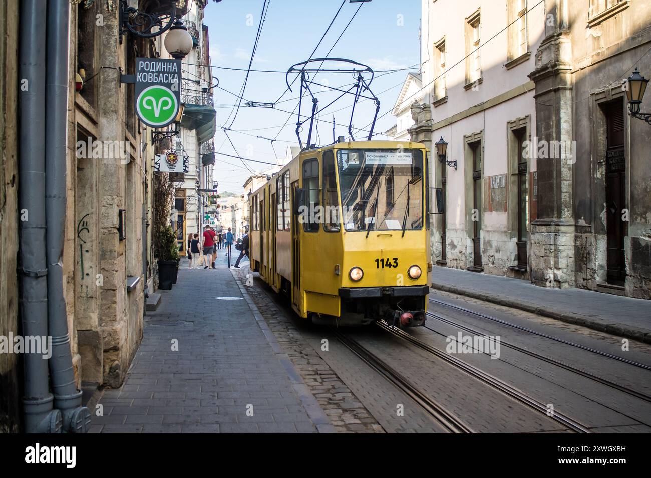 Lviv, Ukraine, August 18, 2024 Lviv tram continues to operate while the ...