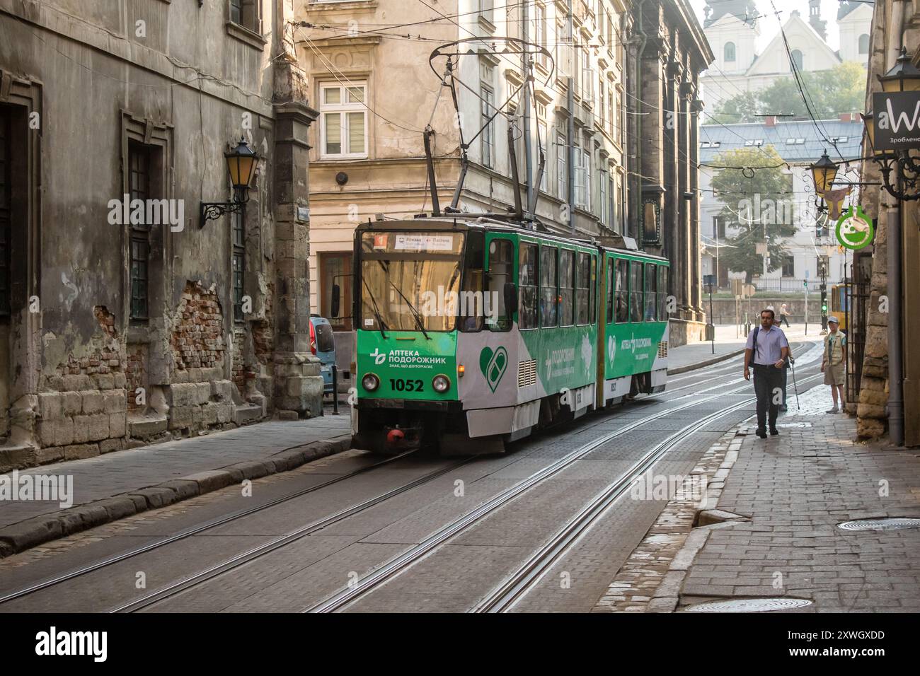 Lviv, Ukraine, August 18, 2024 Lviv tram continues to operate while the ...