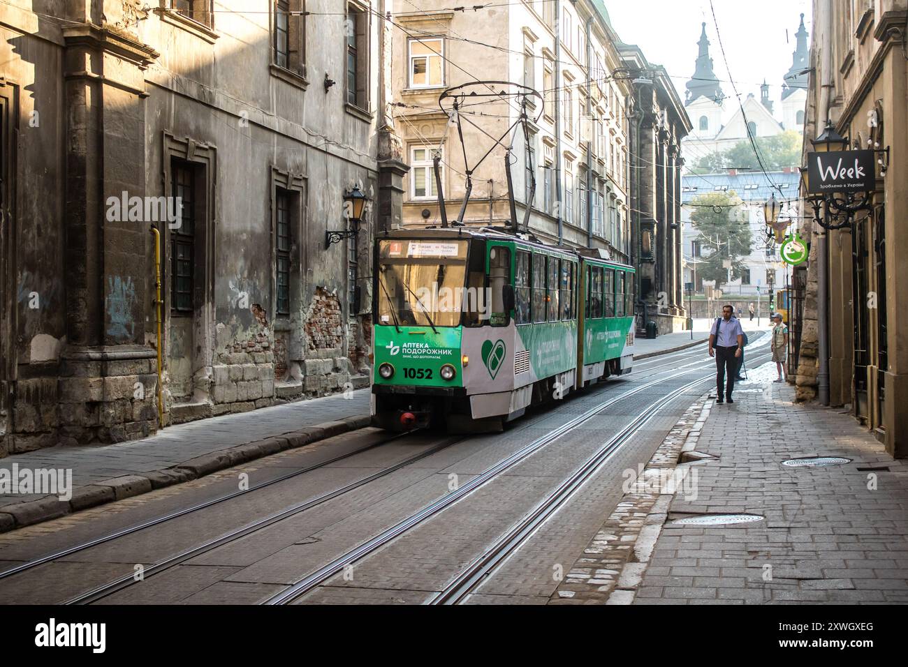Lviv, Ukraine, August 18, 2024 Lviv tram continues to operate while the ...