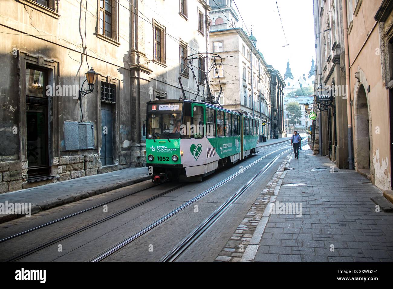 Lviv, Ukraine, August 18, 2024 Lviv tram continues to operate while the ...