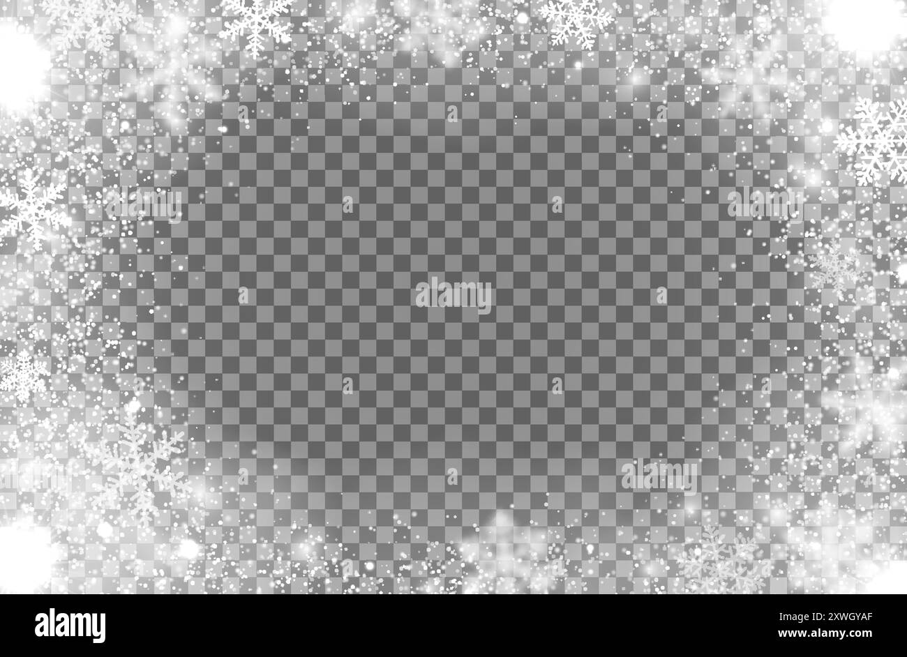 Realistic snowflakes for Christmas snow frame with snowfall on ...