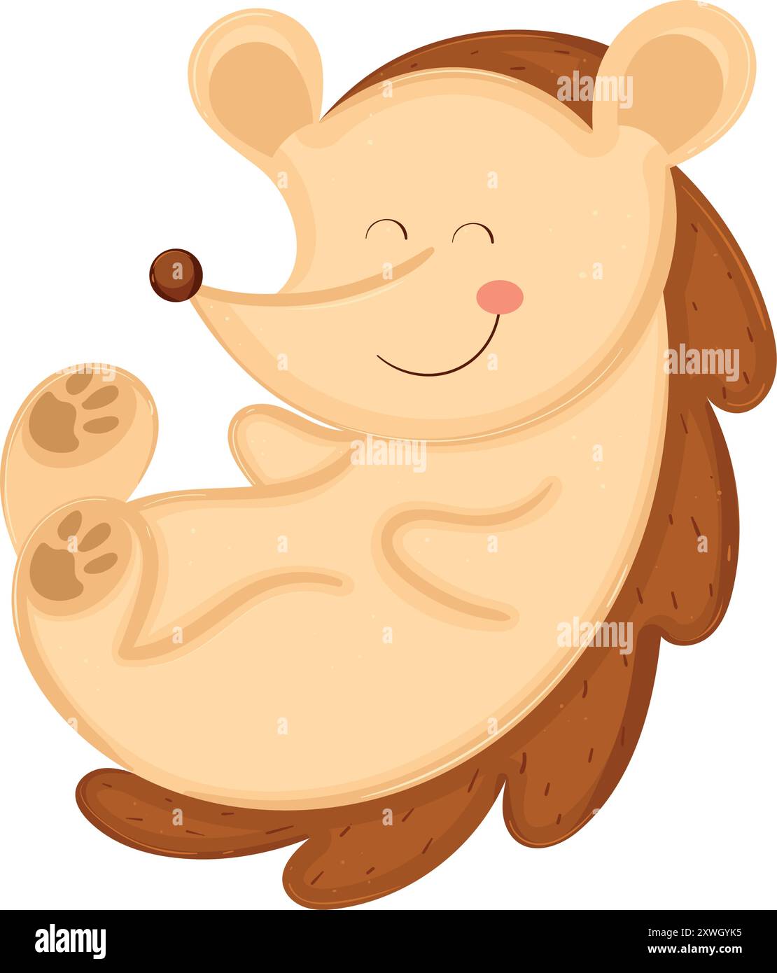Cute smiling hedgehog lying down with simple design Vector Stock Vector ...