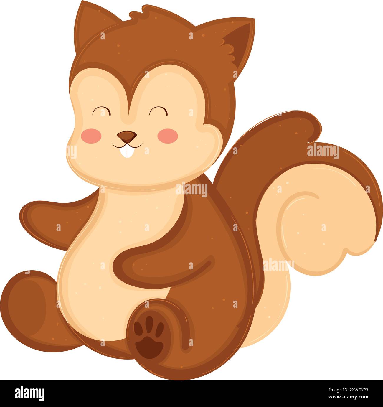Cartoon illustration squirrel sitting smiling hi-res stock photography ...