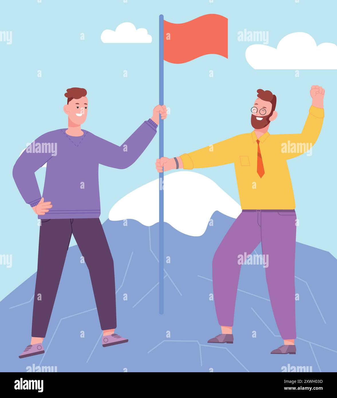 Team success icon. Business people achieve goal together. Vector ...