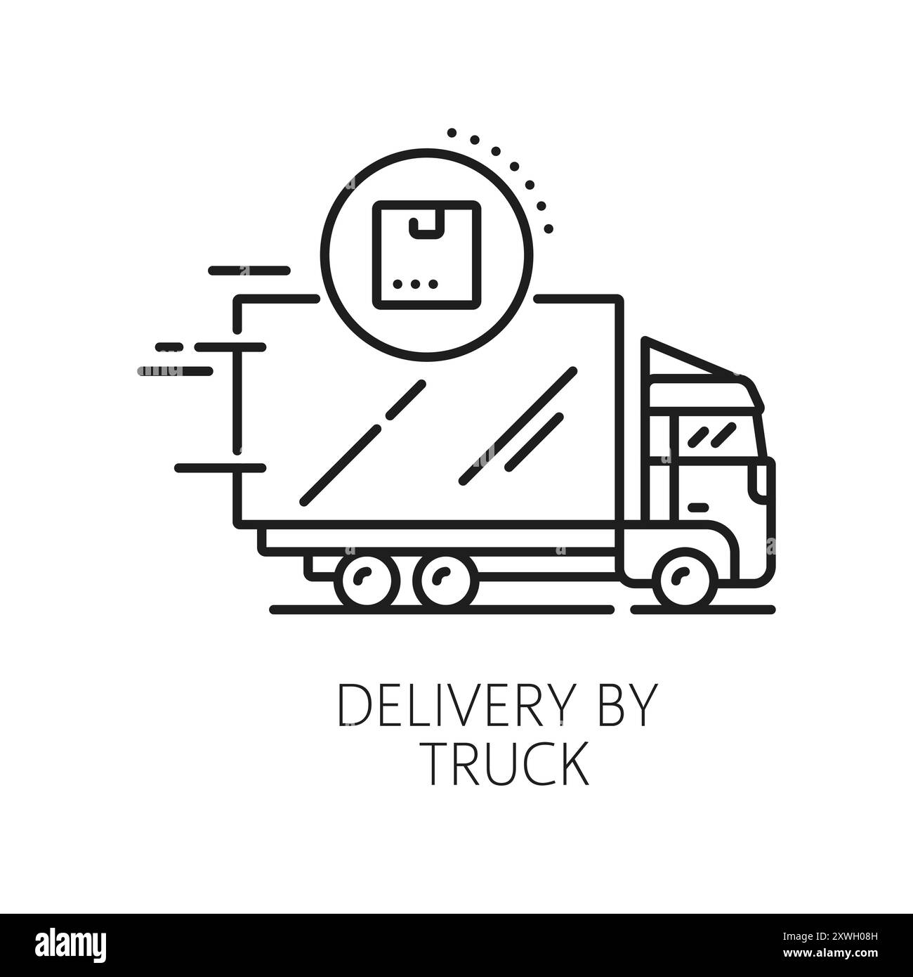 Delivery by truck line icon, logistics and shipping cargo service of ...