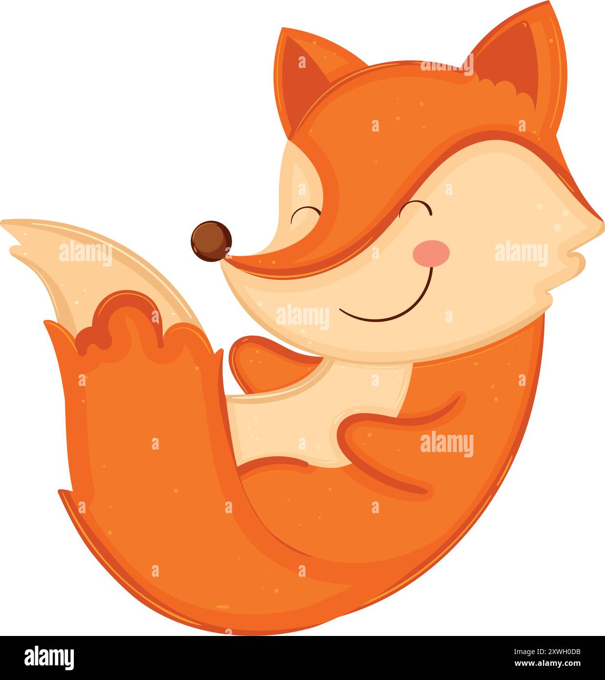 Cute smiling fox lying down in relaxed pose Vector Stock Vector Image ...