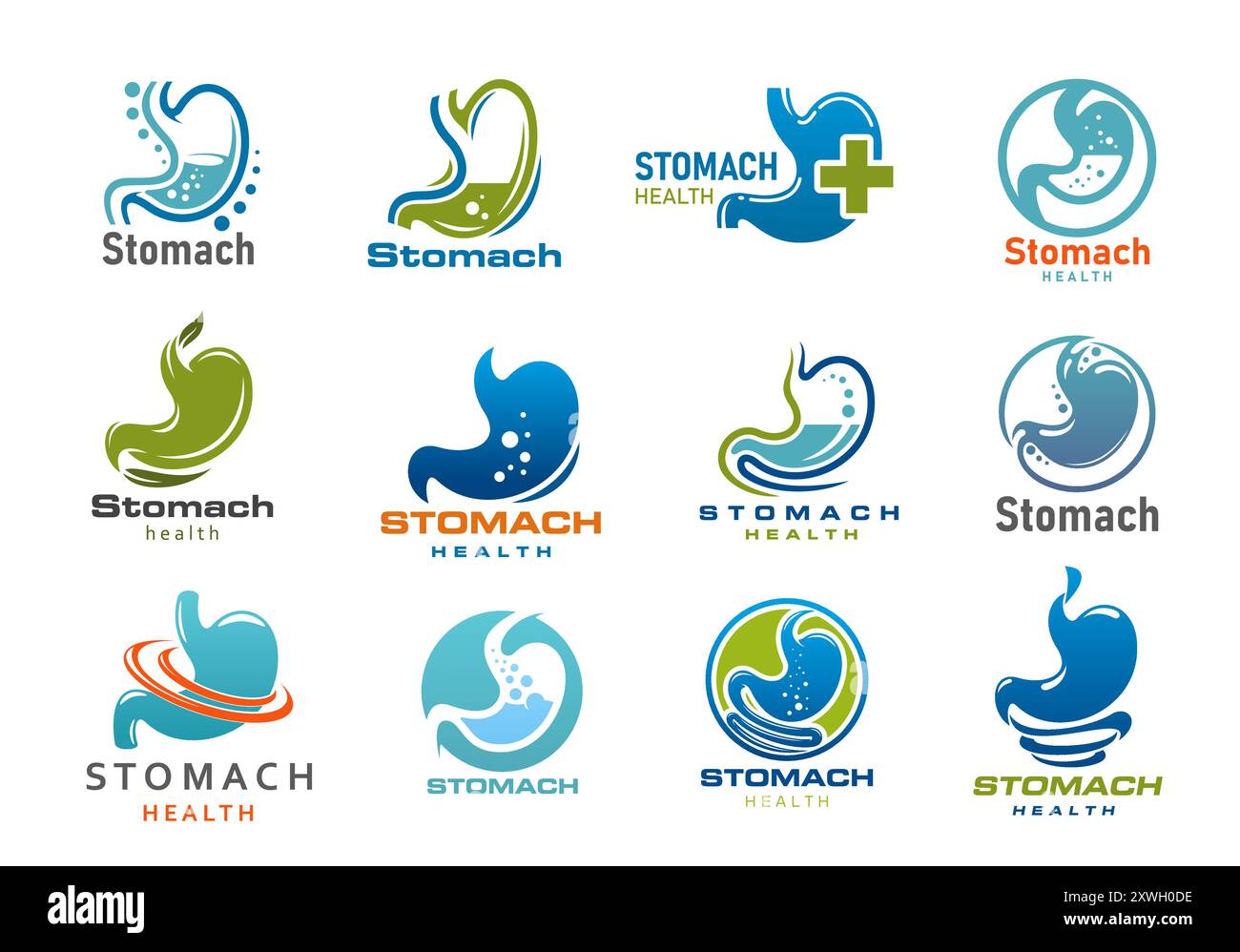 Stomach medical icons. Digestion health care, digestive tract or ...