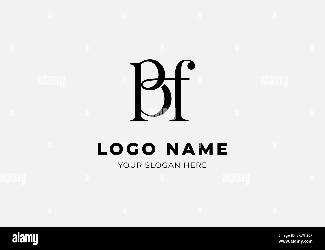 Logo typography letter B and F connected. Monogram serif logo design ...