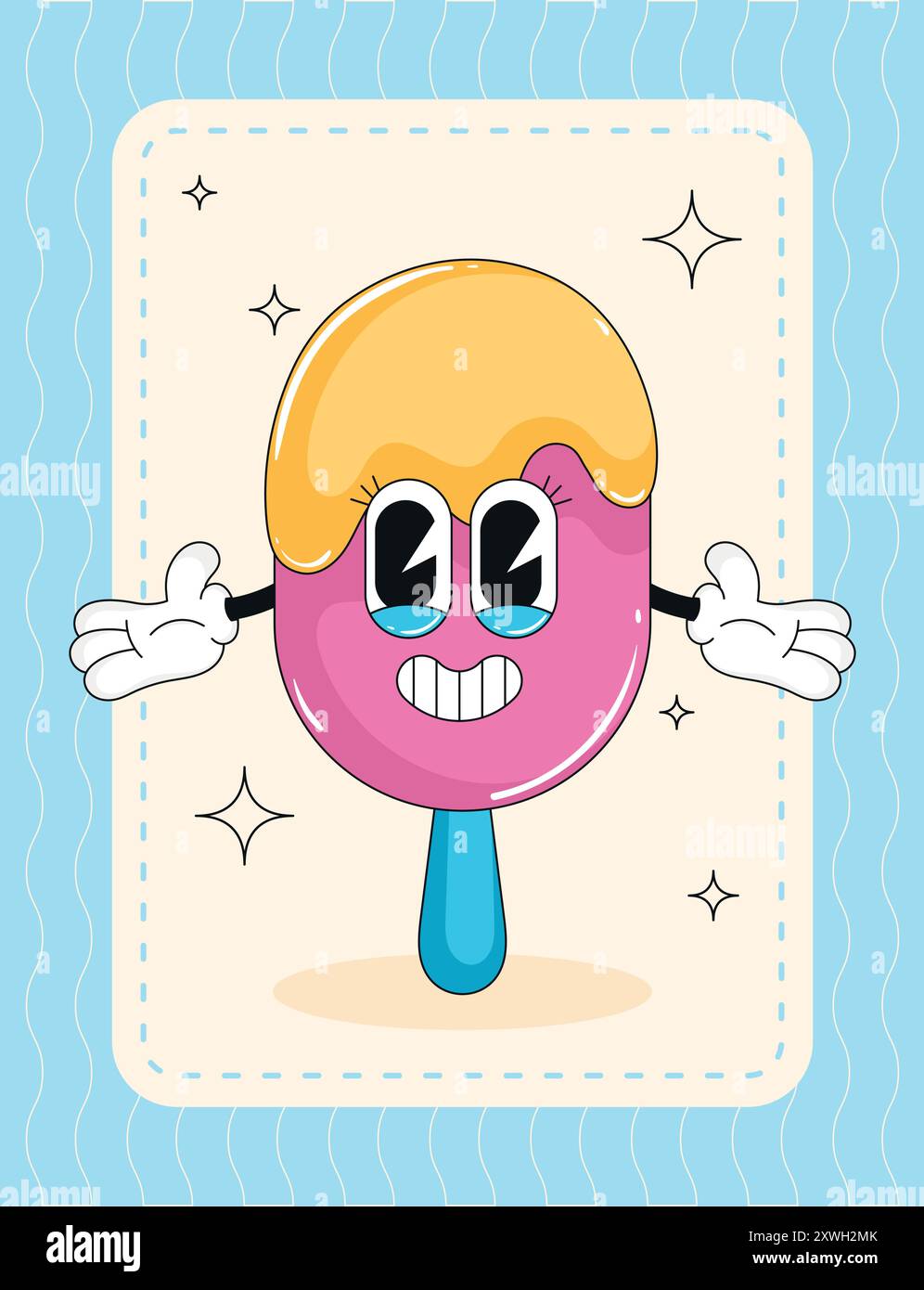 Smiling cartoon popsicle with expressive eyes Vector Stock Vector Image ...