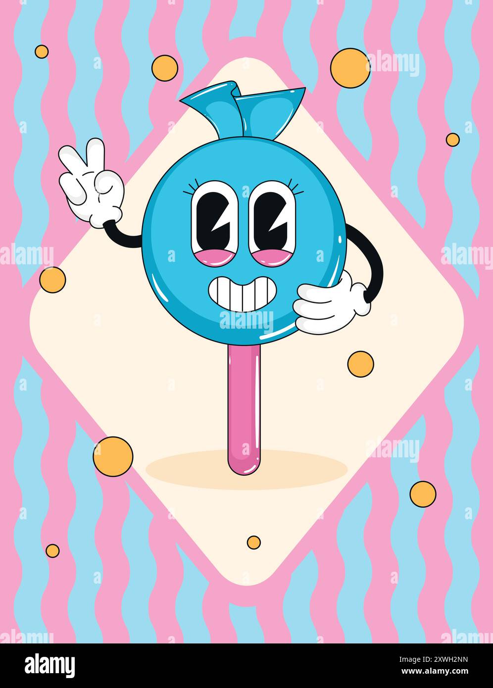 Cartoon lollipop character with peace sign Vector Stock Vector Image ...