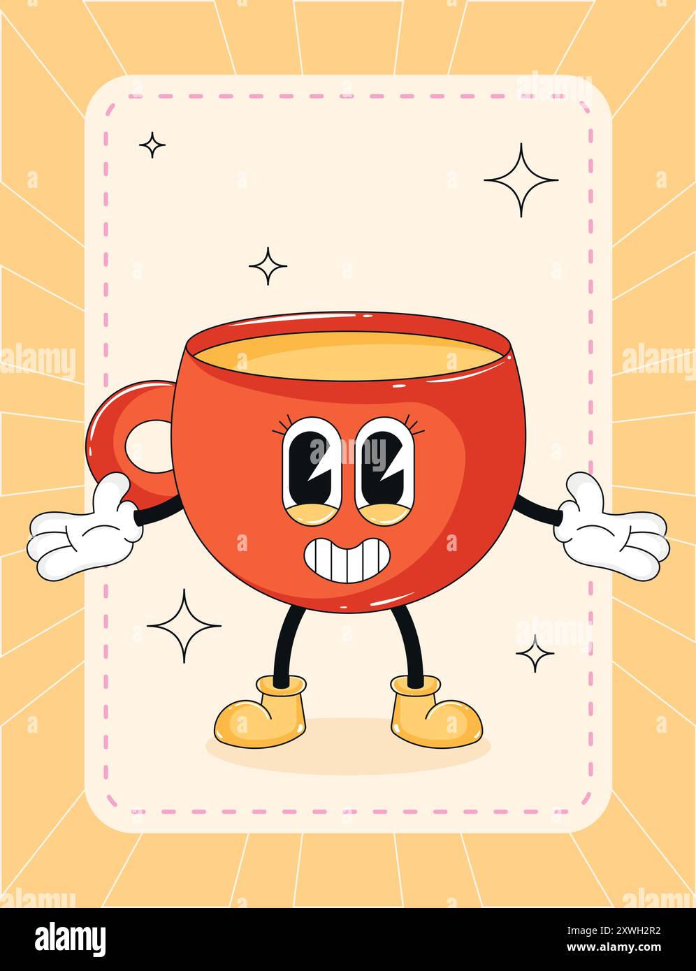Happy coffee cup cartoon character with big smile Vector Stock Vector ...