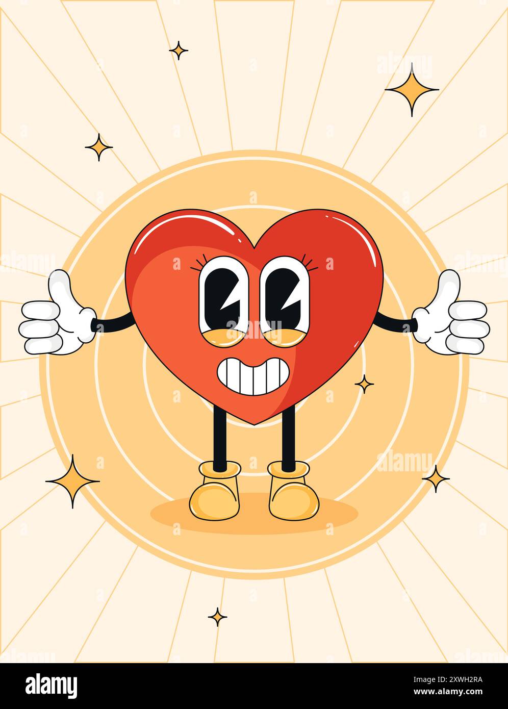 Smiling heart cartoon character with outstretched arms Vector Stock ...