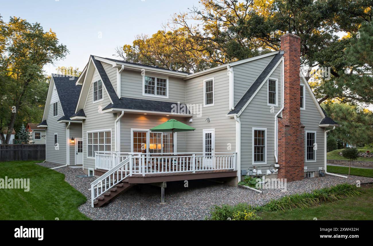 Back of remodeled house showing deck Stock Photo - Alamy