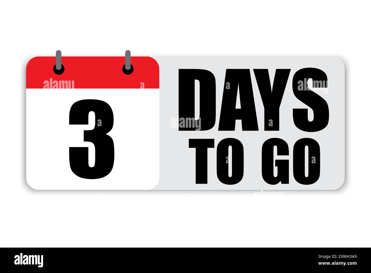 Countdown calendar illustration. Number three focus. Bold 3 days to go ...