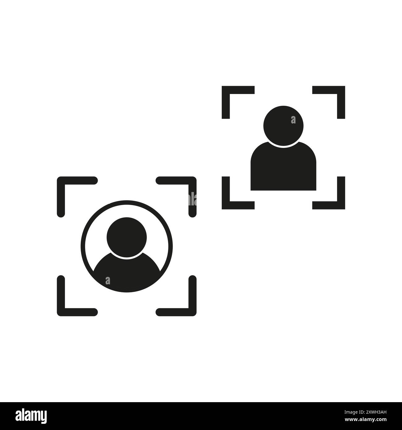 User icons in focus. Person silhouette symbols. Targeted user profiles ...