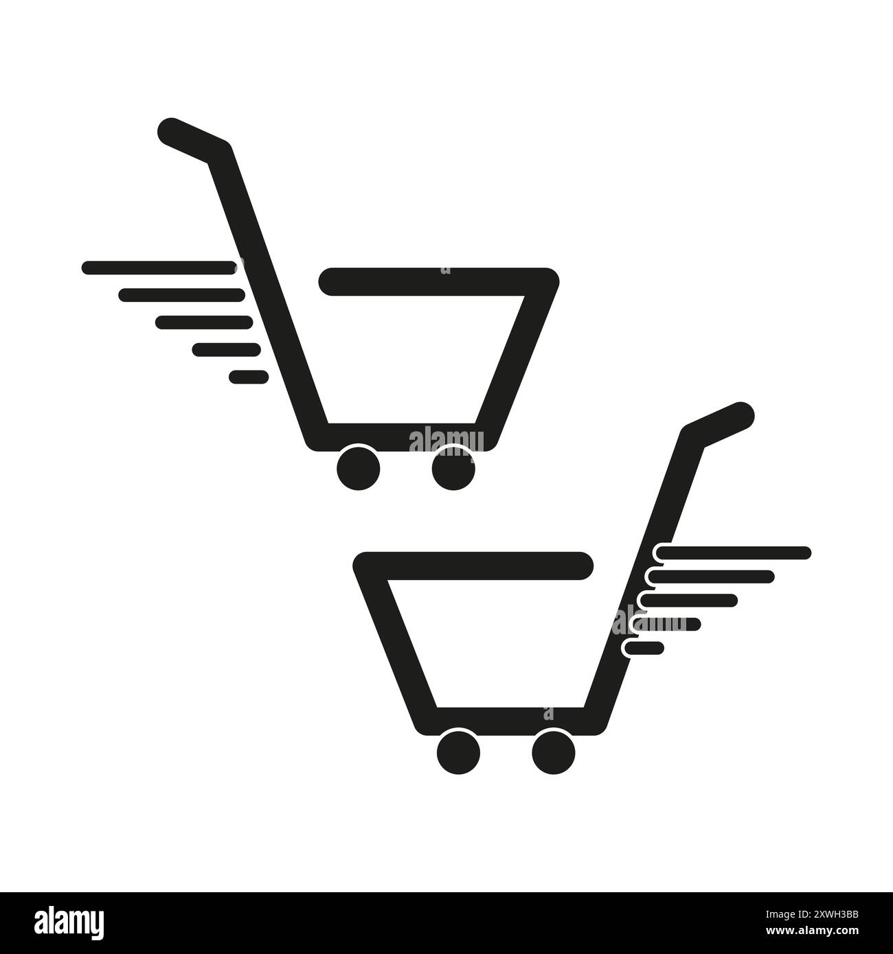 Shopping cart icons. Fast delivery symbol. Vector shopping carts. Black ...
