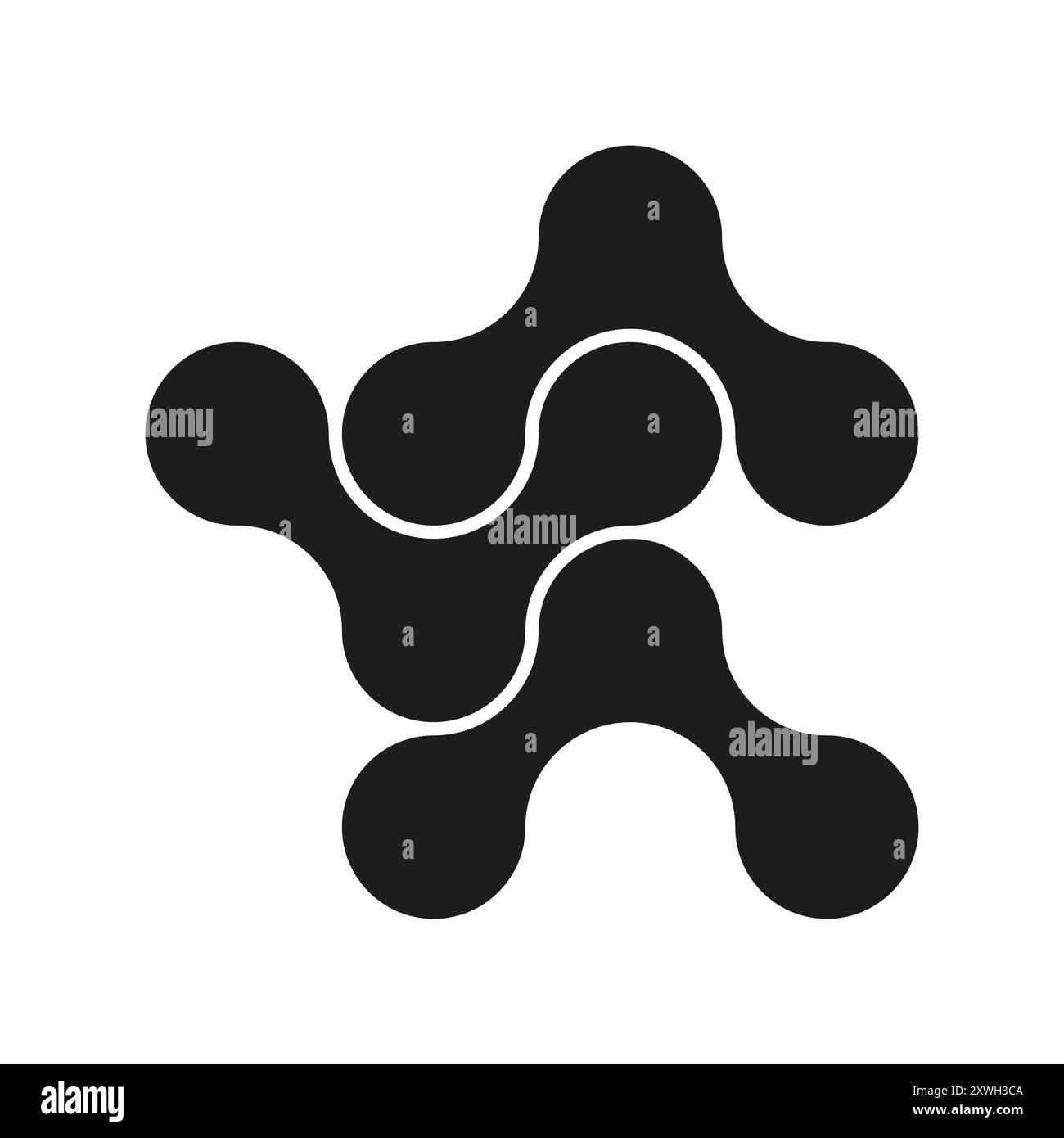 Abstract molecule icon. Circular shapes connected. Black and white ...