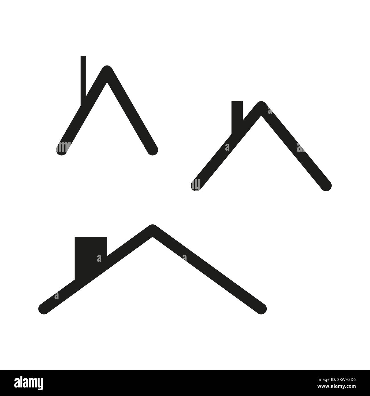 Roof silhouette icons. Simple house rooftops. Vector architecture ...
