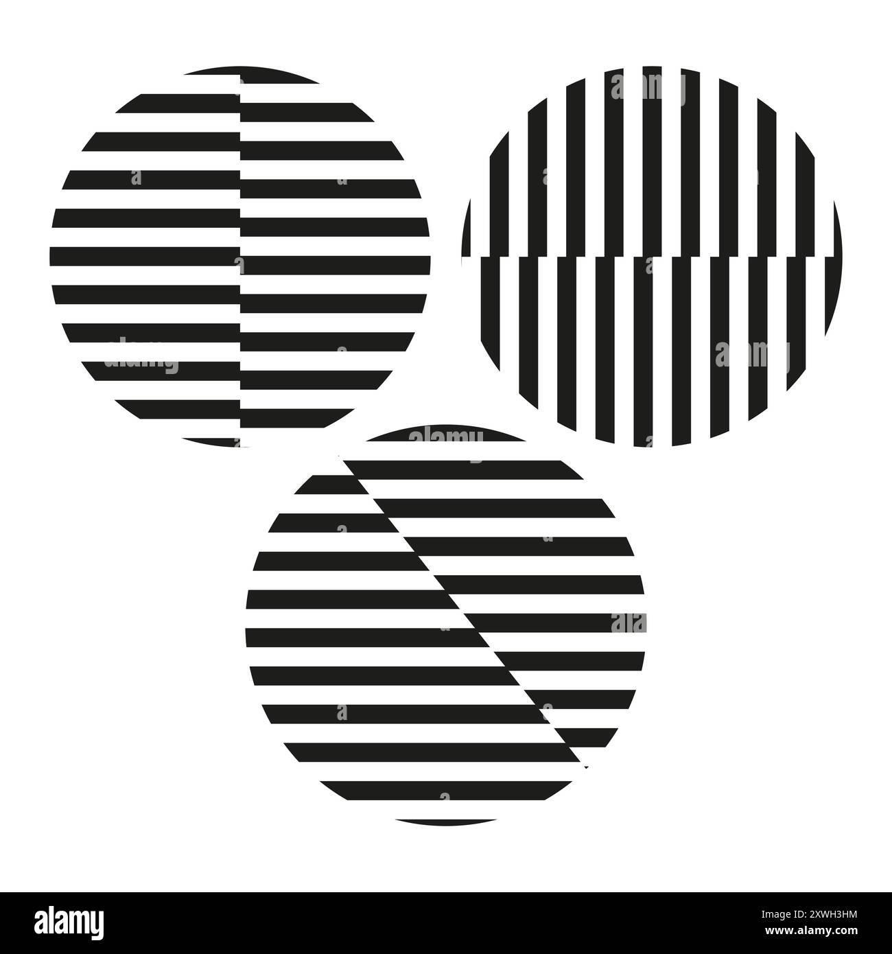 Striped circle icons. Black and white. Abstract geometric pattern ...
