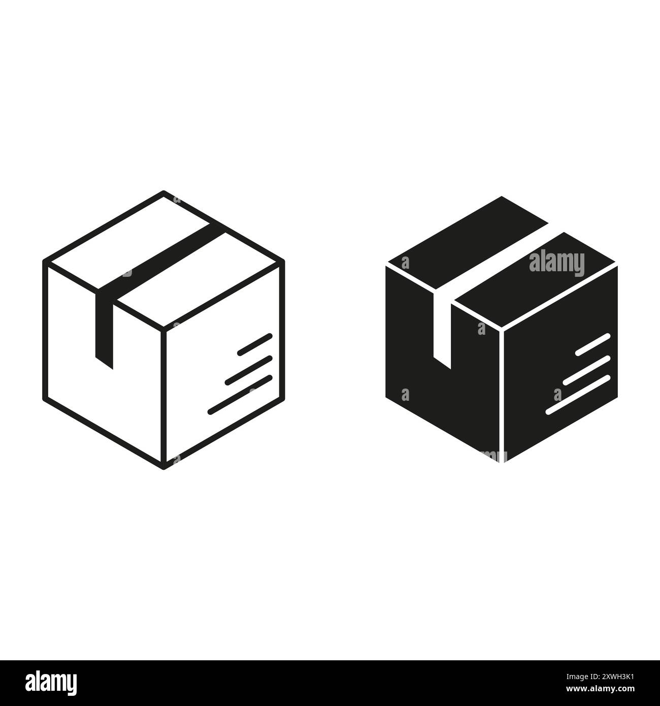 Parcel box icon. Detailed shipping label. Simple cube design. Vector ...