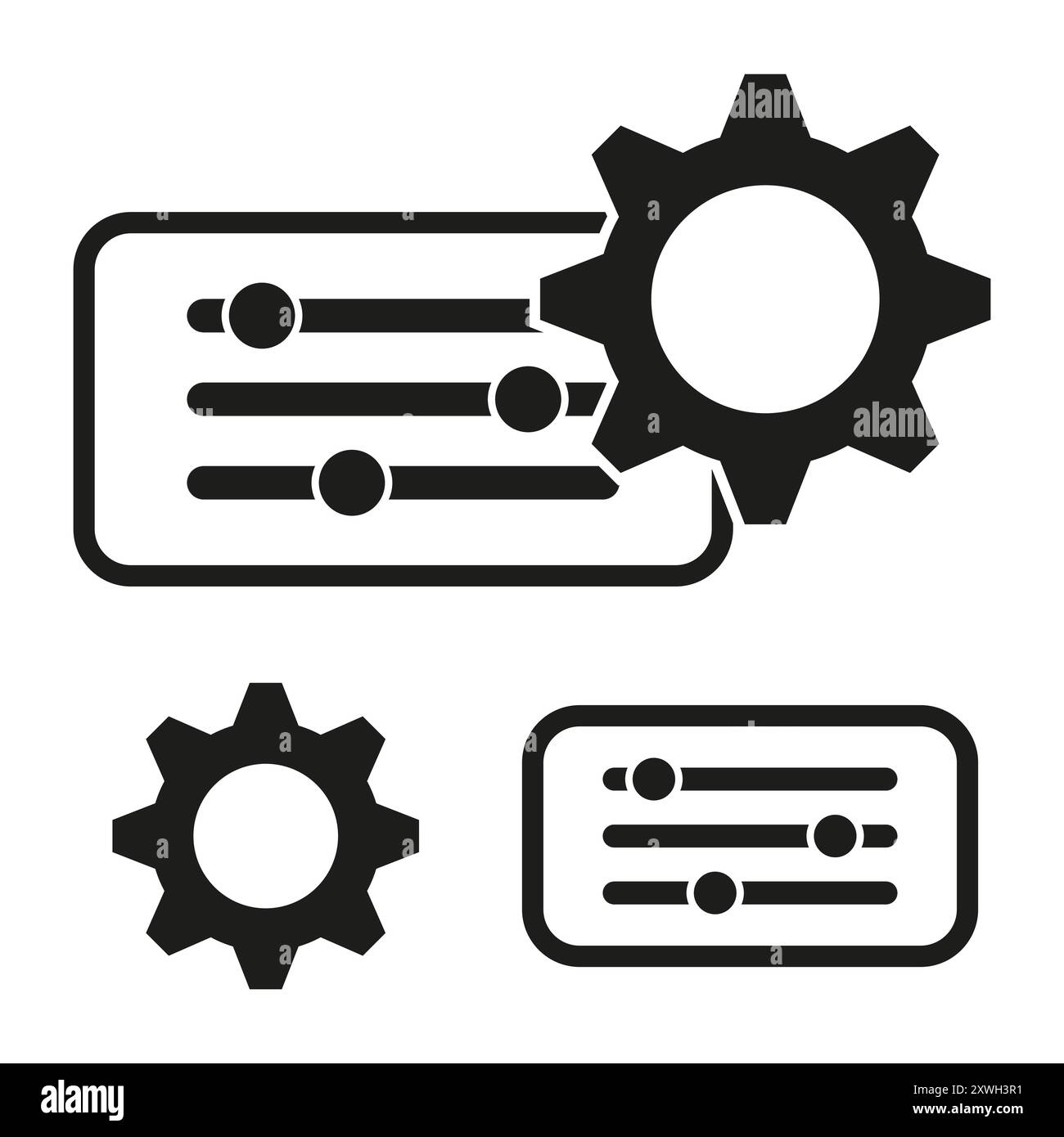 Settings Gear Icon Control Panel Graphic Sliders And Adjustments Vector Configuration Symbol